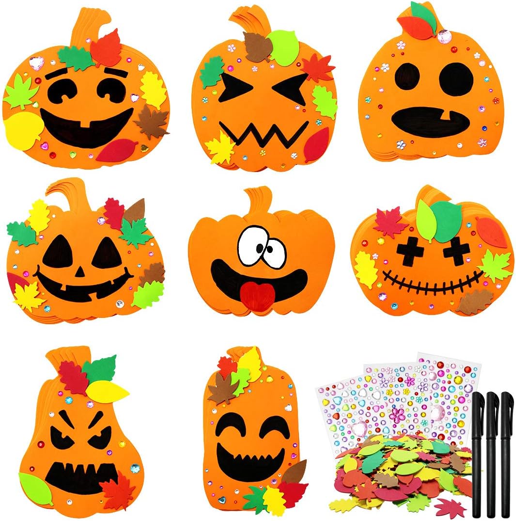 Amazon.com: 40Pcs Thanksgiving Foam Pumpkin Craft Kit Decorations with ...