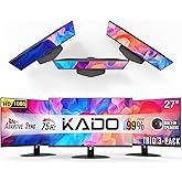 Amazon.com: Kado Triple Monitor Setup - 3-Pack 27" 1920x1080 Curved ...