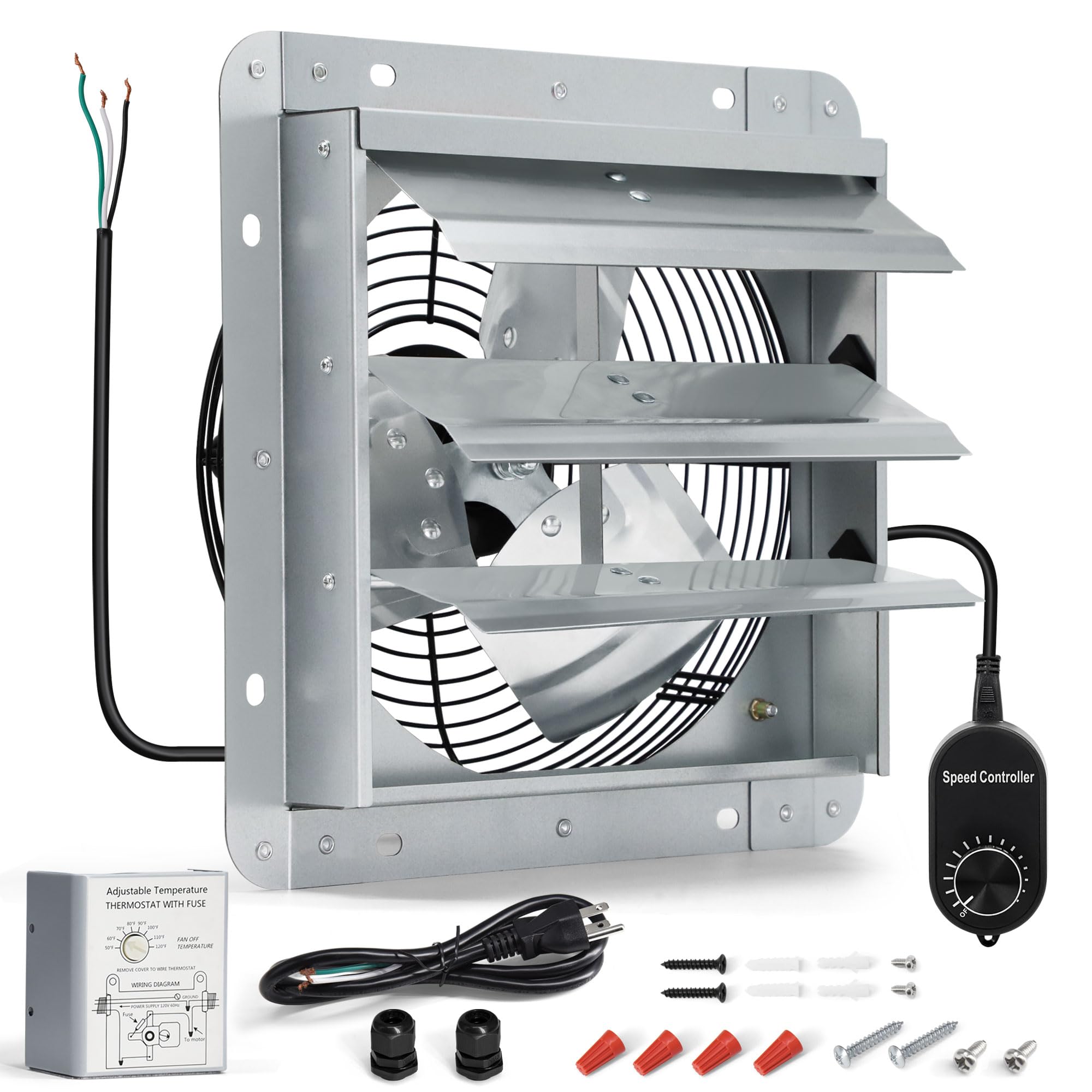 Hipoilk 7 Inch Shutter Exhaust Fan, Wall Mount Attic Fan with ...