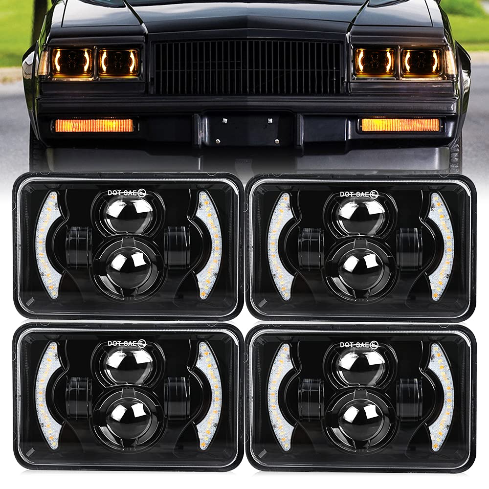 CO LIGHT 4x6 LED Headlights with White DRL Halo & Amber Turn Signal ...