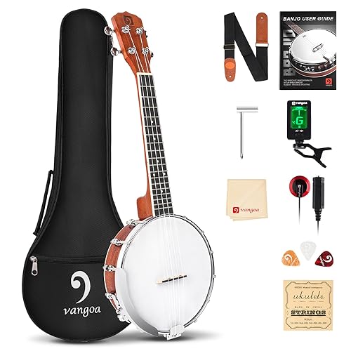 Vangoa Mini Banjo Ukulele Banjolele Pink, Small Banjo Uke Travel Banjo ...
