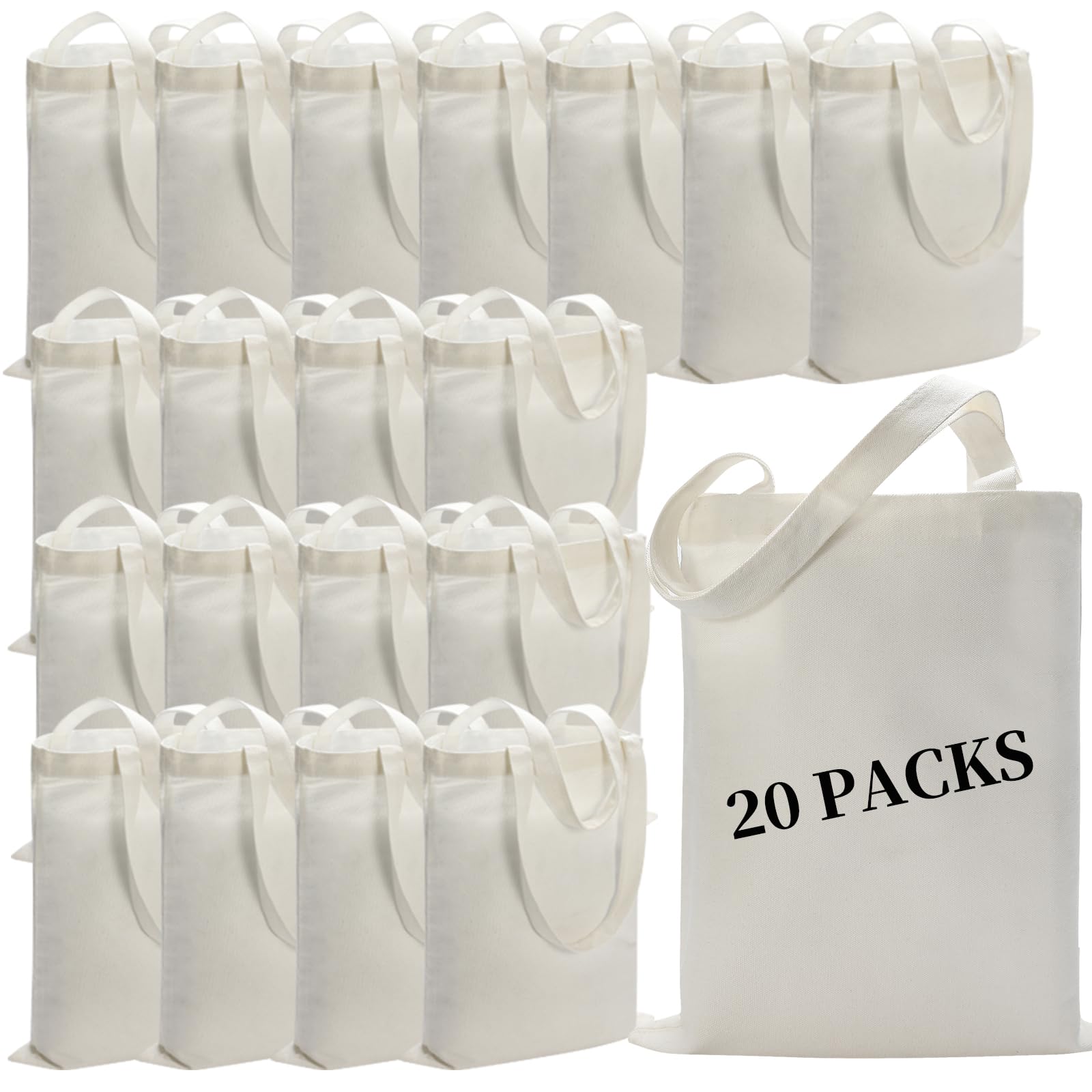 YOUKE OLA 20 Pack Sublimation Canvas Tote Bags Bulk Reusable Blank ...