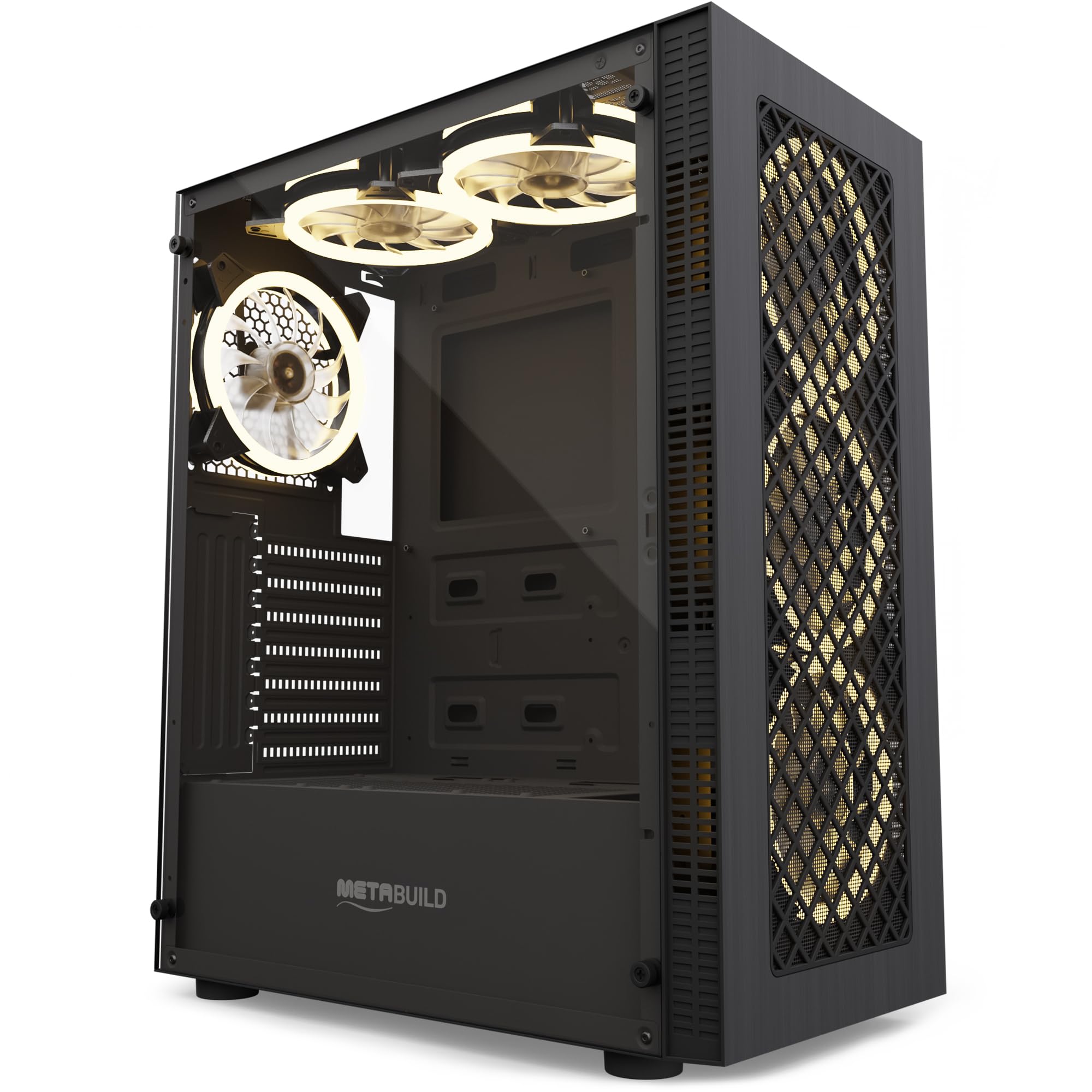 METABUILD ATX PC Case – 6X PWM ARGB Fans Included – High Airflow Front ...