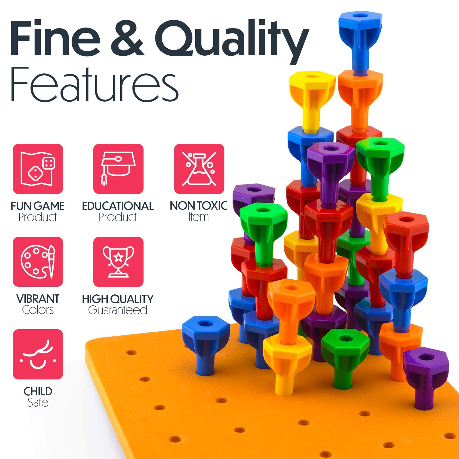 Mua Pegs Board Game Set Jumbo Pack | 48 Pegs + 2 Boards & Storage Bag W ...