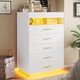 Amazon.com: BTHFST White Dresser with LED Lights, Floating Tall Dresser ...