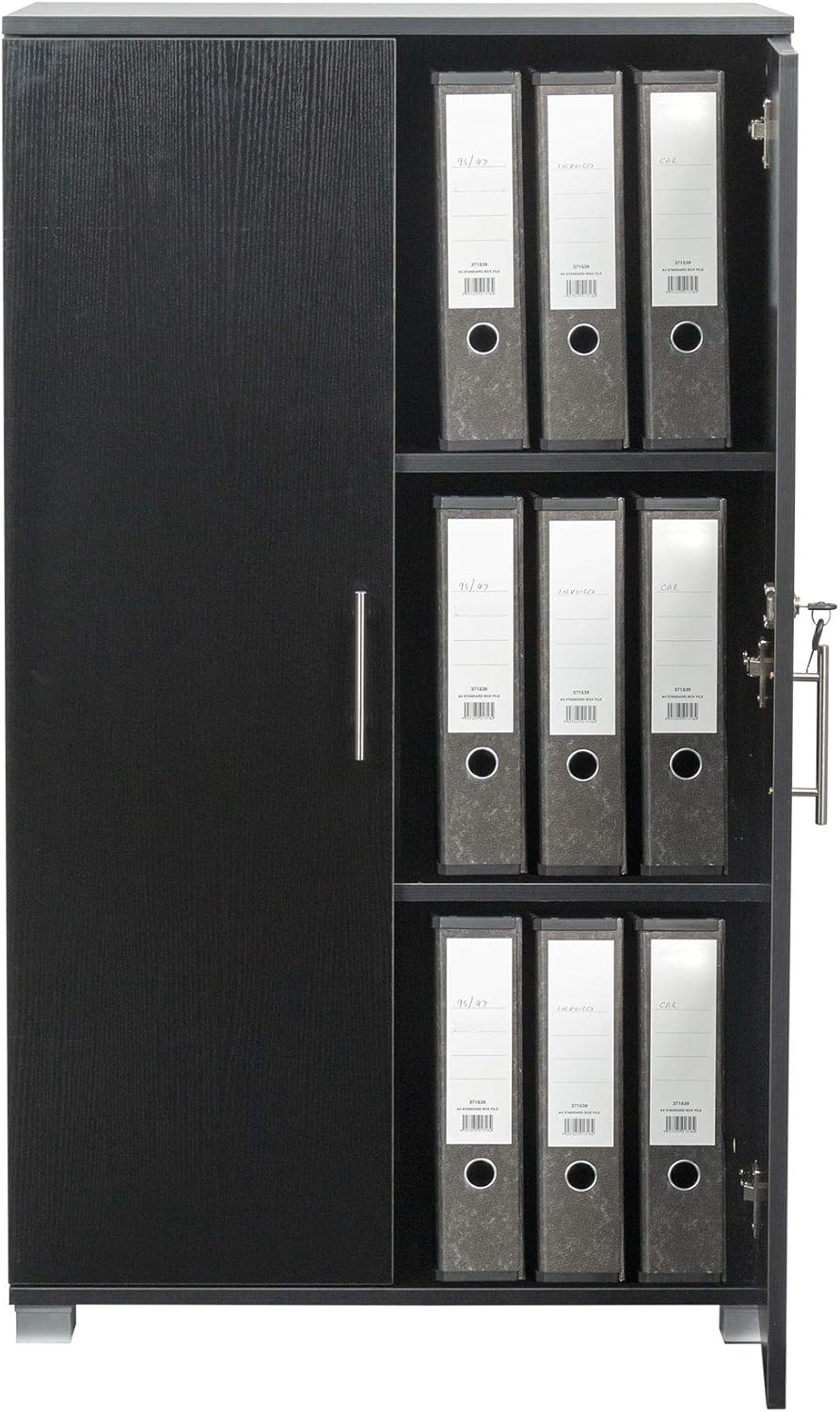 Black Office Storage Cupboard 2 Door LockingBookcase 120cm Tall – BigaMart