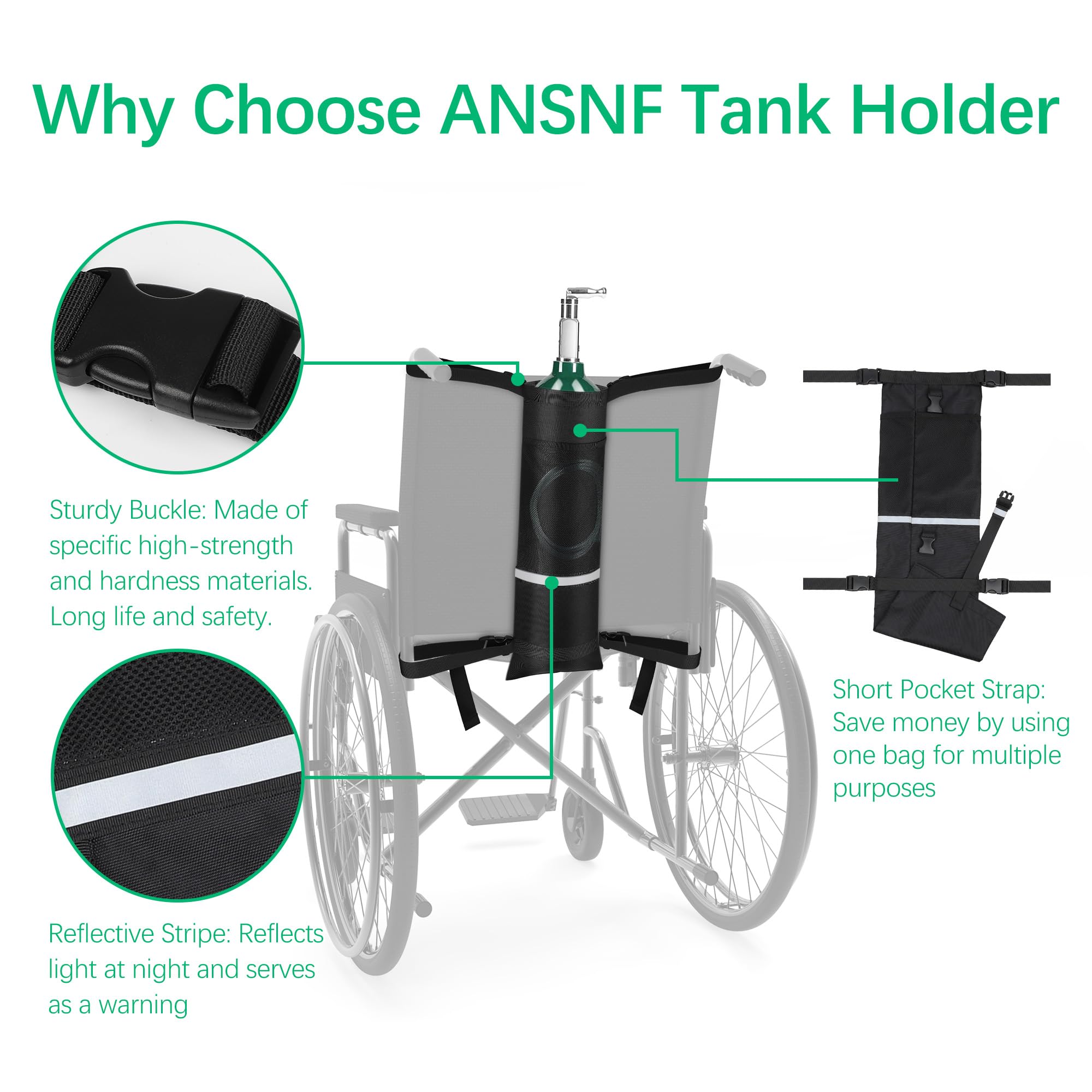 ANSNF Oxygen Tank Holder For Wheelchair, Portable Oxygen Tank Bag For ...