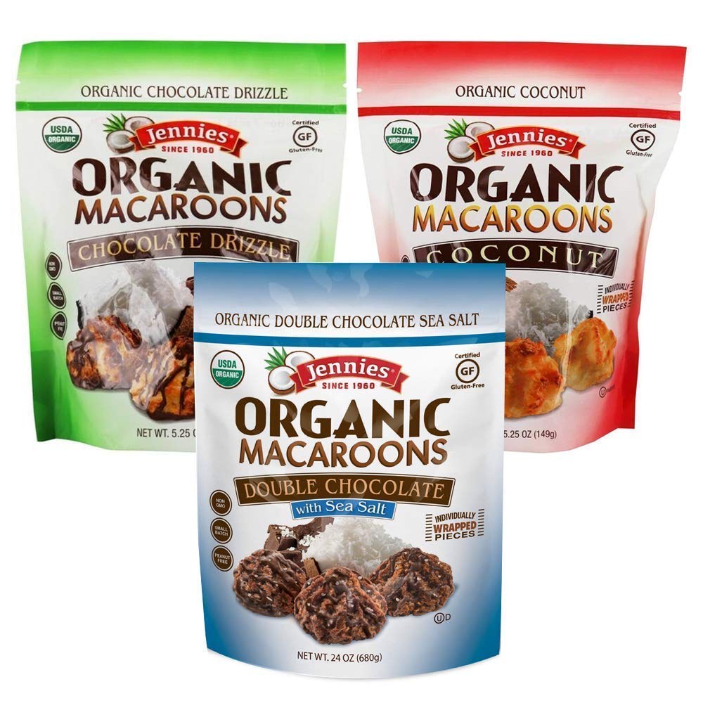 Jennies Wrapped Organic Macaroons Variety 3 Pack | Coconut | Chocolate ...