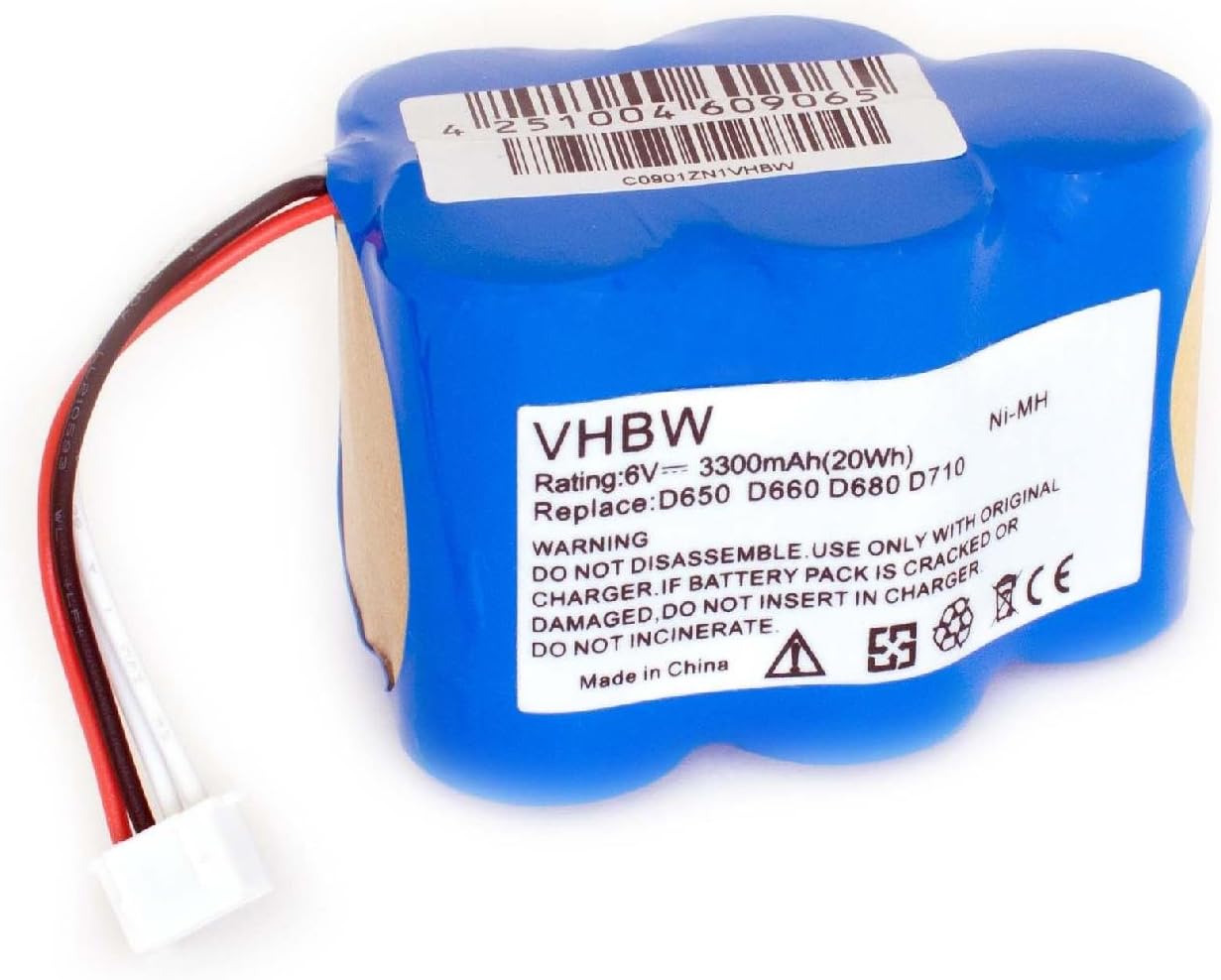 Batería vhbw 3300mAh (6.0V) para Ecovacs Deebot D650, D660, D680, D710 ...