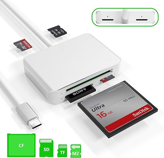USB C Card Reader, 5 in 1 Type C CF Card Reader USB 3.1 Type C Memory ...