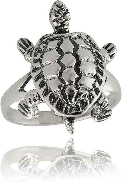 Amazon.com: FashionJunkie4Life Sterling Silver Turtle Ring with Moving ...