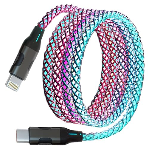 KINDRM LED iPhone Fast Charger, [Apple MFi Certified] RGB Colorful ...
