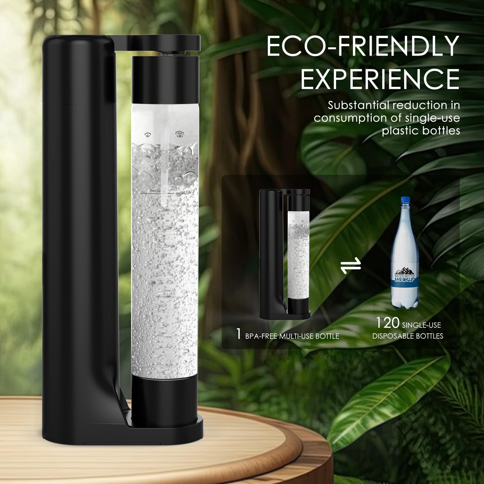 Sparkling Water Maker Machine, Soda Water Maker Carbonator For Home, 1L BPA Free Bottle(Only 1 ...