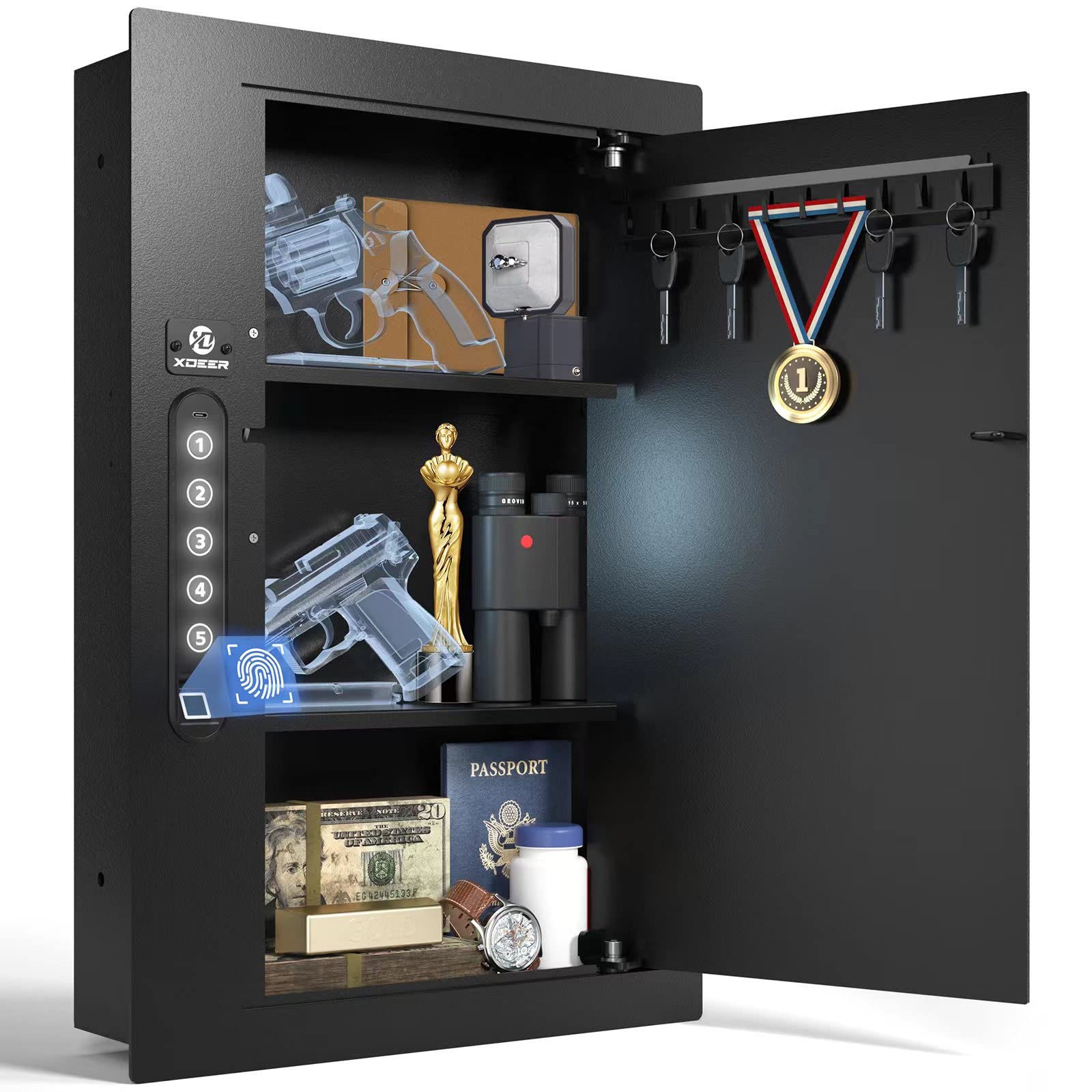 XDeer Security Flat Wall Safes In-Wall Hidden Safes Biometric Safes ...