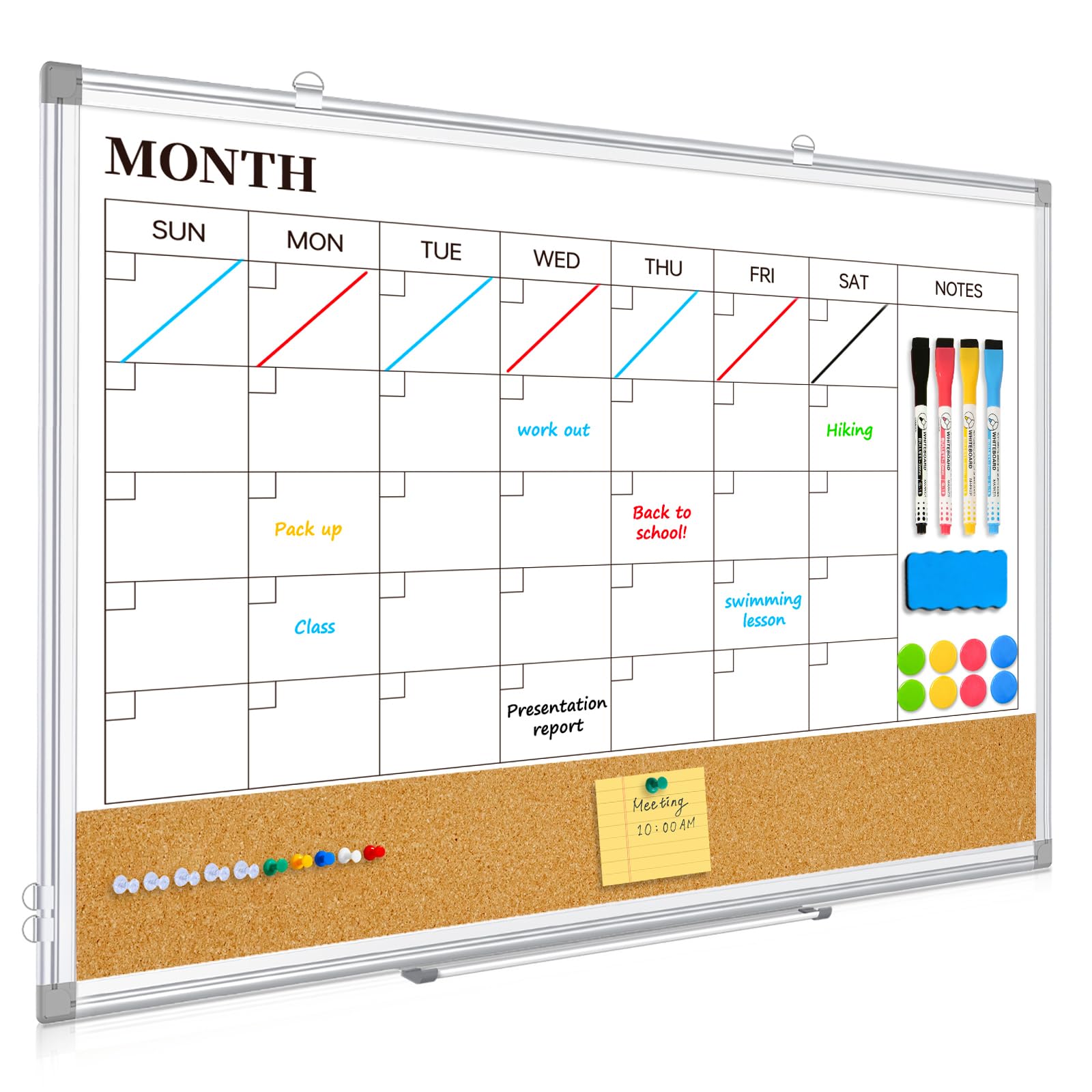**SOME MINOR DAMAGE TO CORK PART** QUEENLINK Dry Erase Calendar Board ...