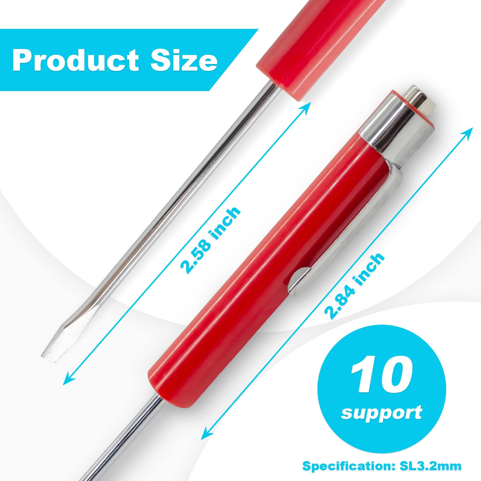 Mua (10) TEN Snap on Pocket Screwdriver, Flat Tip Screwdrivers, RED ...