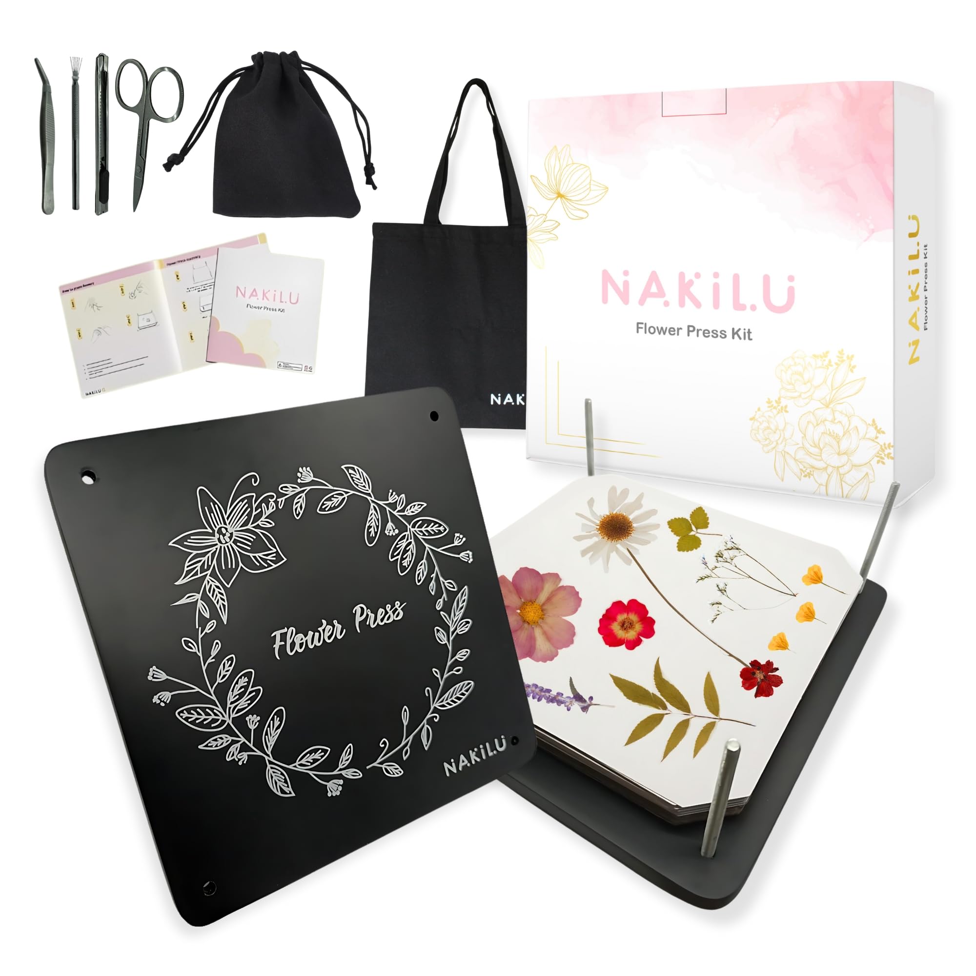 NAKILU Large Flower Press10 x10 x0.5 – Wooden Flower Press for Flower ...