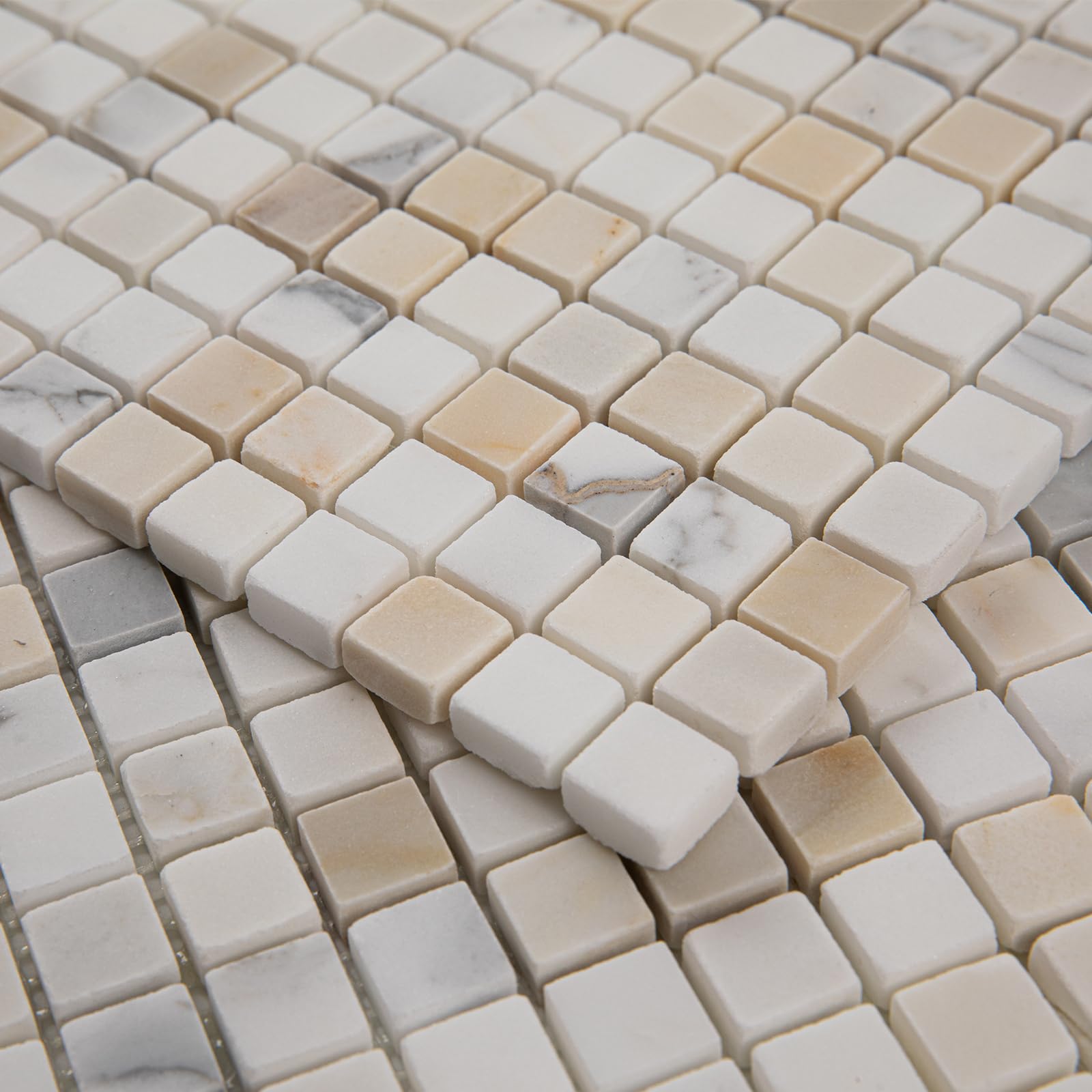 Lovdeco Calacatta Gold Marble Stone 5/8 Inch Square Marble Mosaic Tile ...