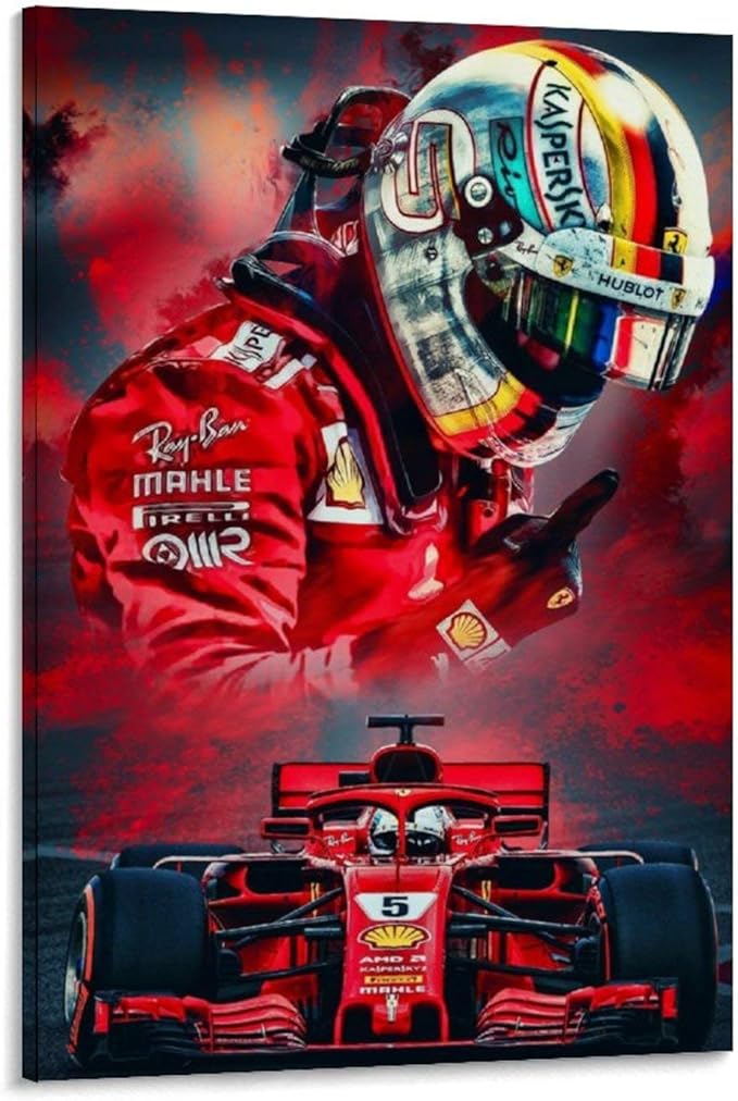 GSSG F1 Racing Driver Poster Sebastian Vettel Canvas Art Poster and ...