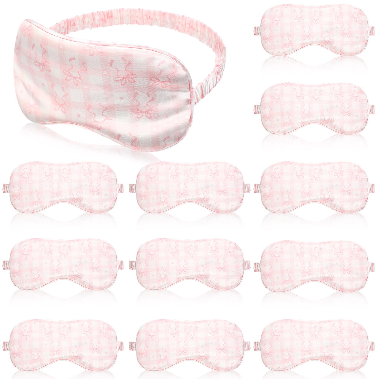 Honeydak 12 Pcs Silk Sleep Masks for Women Girls Pink Bow Party Favors ...