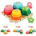 Amazon.com: Wooden Stacking Toys for Toddler 2 3 4 Year Old, Shape ...