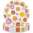 Amazon.com: Qyeahkj 48 PCS Groovy Paper Plates 7 Inch Daisy Groovy ...