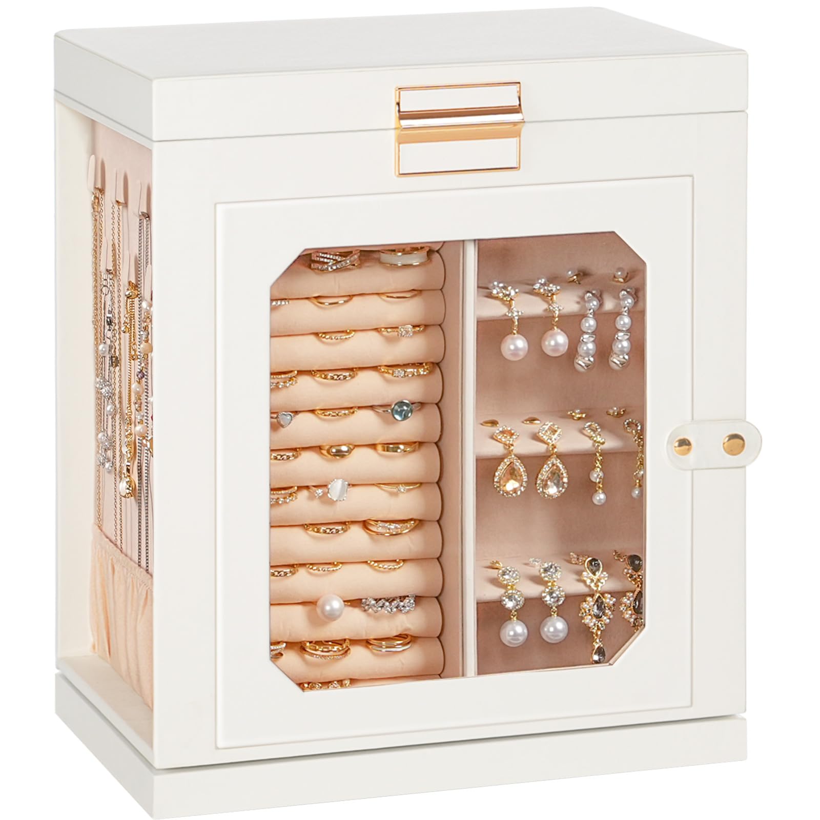 HOOBRO 360° Rotating Jewelry Box, Jewelry Organizer with 6 Drawers ...