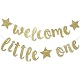Amazon.com: Welcome Little One Glitter Banner, Pre-strung Baby Shower ...