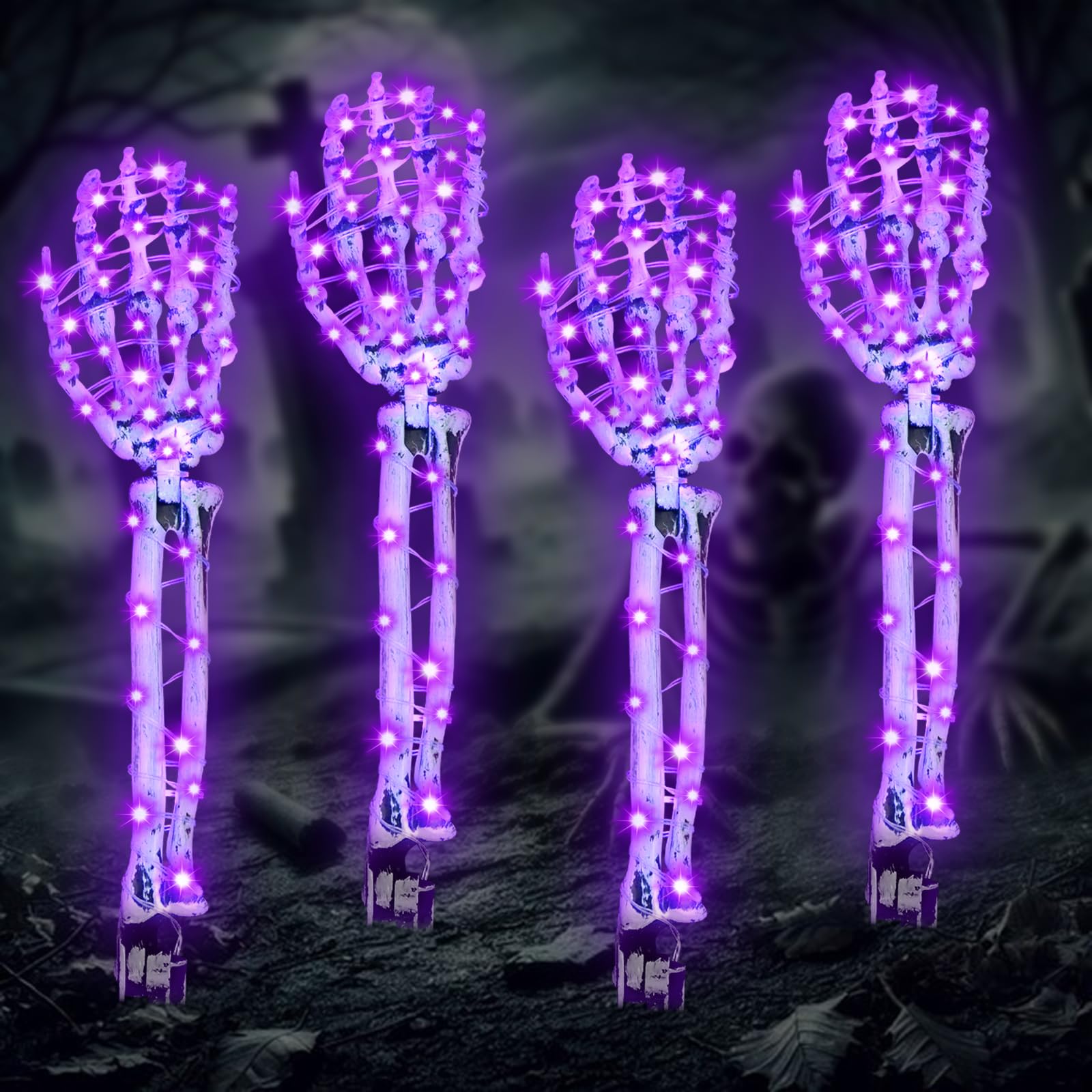 Halloween Decorations Outdoor Skeleton Arm 4 Pack - HOYECHI Light Up ...