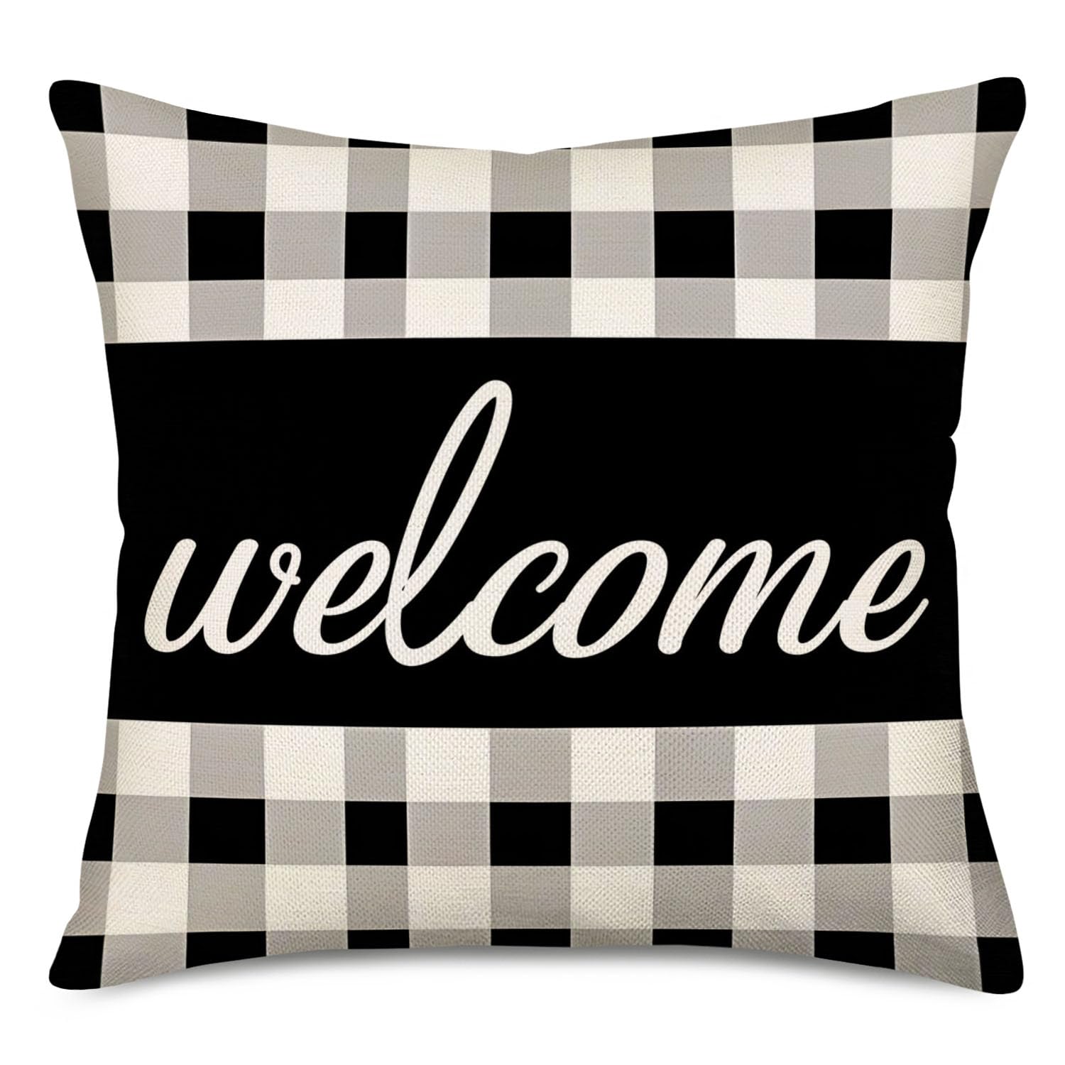 Pillow Covers Vintage Black White Grey Buffalo Checkers Plaids with ...