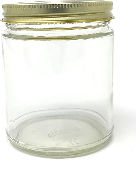 9 oz Straight Sided Glass Jar with Gold Metal Continuous Thread Lid by ...
