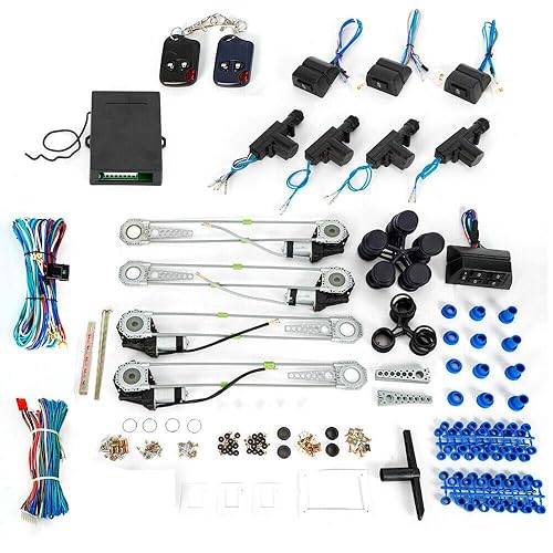 Electric 4 Power Car Truck Window Conversion Kit Roll Up + 4 Door Lock ...