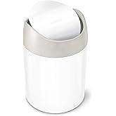 Amazon.com: simplehuman Countertop Trash Can, White Steel, 1.5 Liters ...