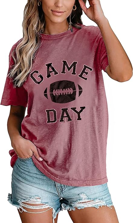 Game Day T Shirts Women Football Graphic Tee Funny Cute Competition ...