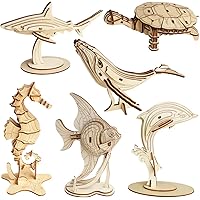 Amazon.com: 3D Wooden Sea Animal Puzzle - 6 Piece Set Wood Sea Animals ...