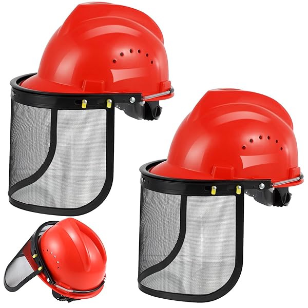 Amylove 2 Pcs Forestry Safety Face Shield with Mesh Visor Adjustable ...