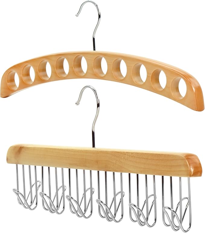Hangerworld Percha para 12 Cinturones y Percha para Pañuelos de Madera ...