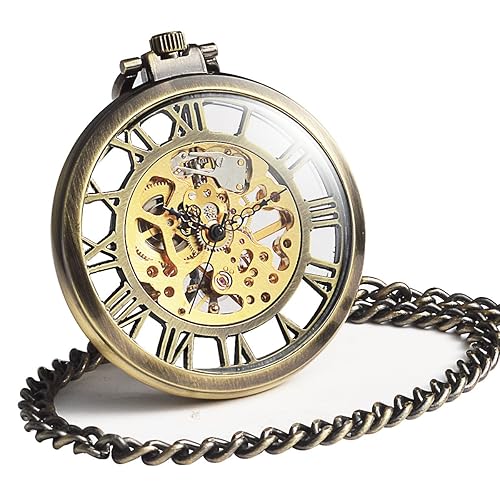 ManChDa Steampunk Mechanical Black Skeleton Big Size Hand Winding ...