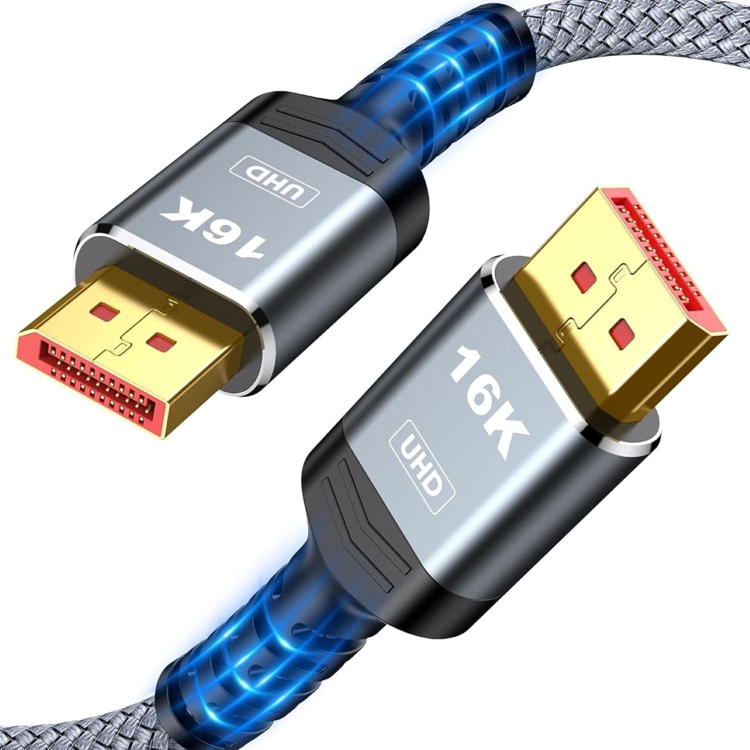 Highwings 80Gbps Displayport Cable 2.1 6FT, 16K@60Hz, 8K@120Hz, 4K@240Hz, DP 2.1 Cable 16K ...