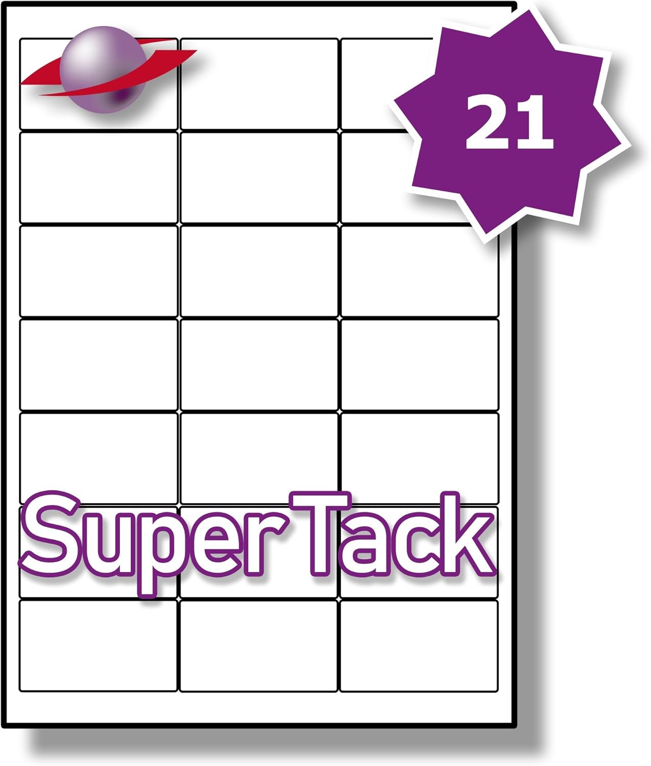 21 Per Sheet, 5 Sheets (105 SUPER TACK Labels). Label Planet® Super ...