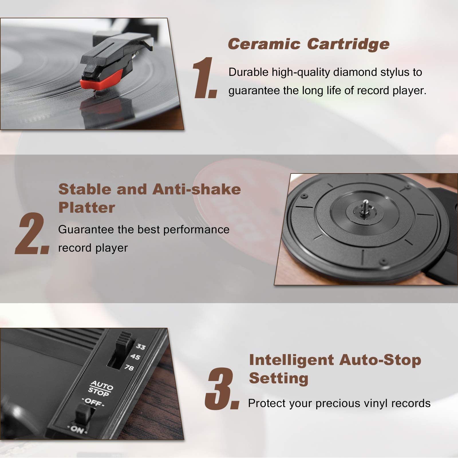 Mua LP&No.1 Wireless Vinyl Record Player with External Speakers, 3 ...