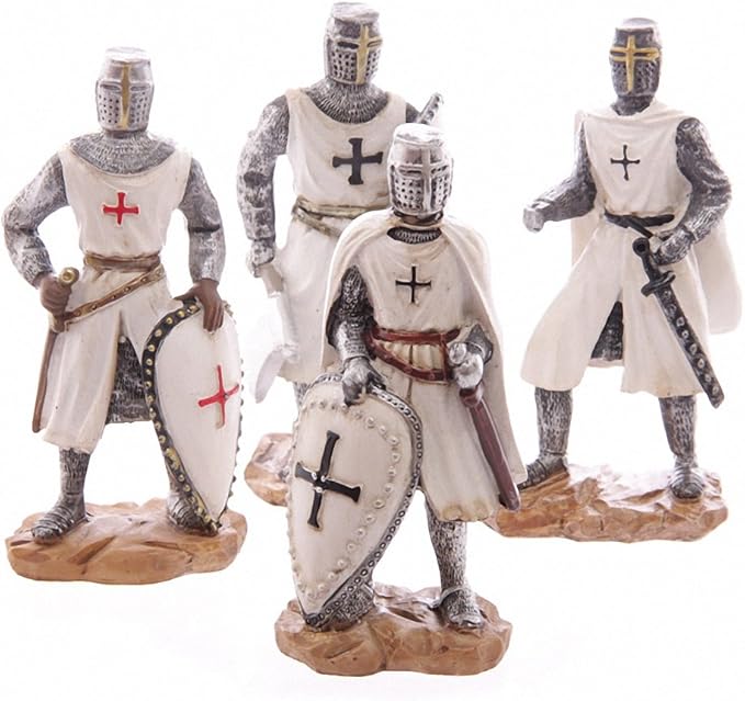 Set of 4 Crusader Knight Figure Ornaments Soldier Figurine Gift 11.5cm ...