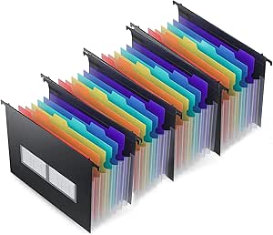 Amazon.com : Ikaufen 4 Pack Expanding Hanging File Folders, 7 Pockets ...