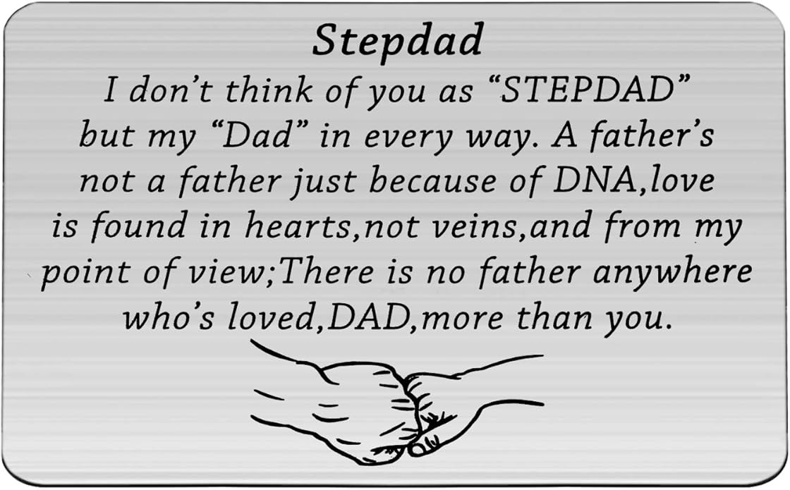KEYCHIN Metal Wallet Insert Card for Step Dad Engraved Love Note for ...