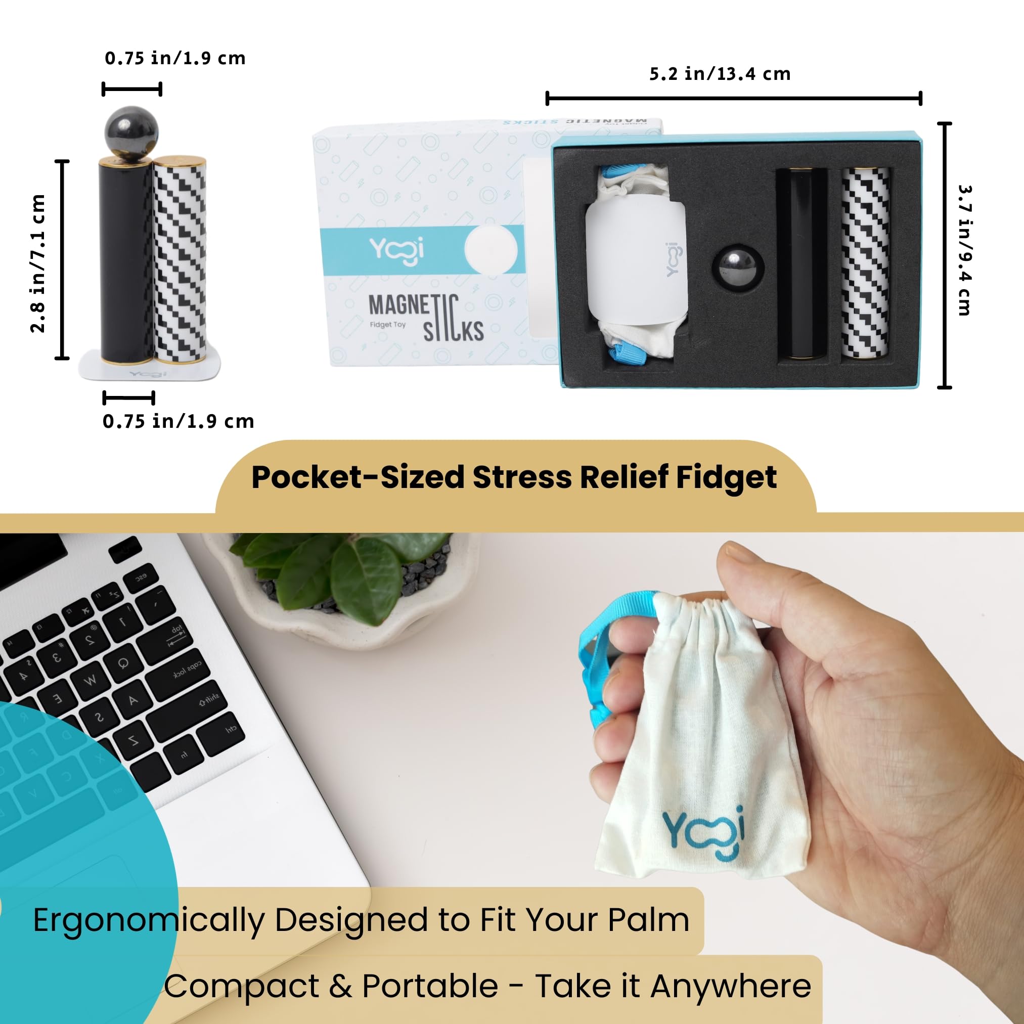 Mua Yogi Magnetic Sticks - Premium Fidget Toys for Adults - Extremely Fun & Engaging, Uniquely ...