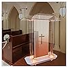 VZADGWA Pulpits for Churches with Wheel and LED Lights, Clear Church ...