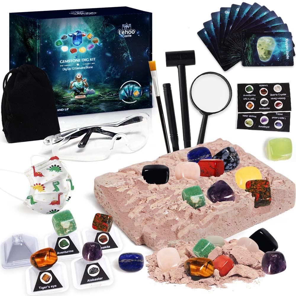 Mua Lehoo Castle Gemstone Dig Kit, Dig up 12 Real Gemstones for Kids ...