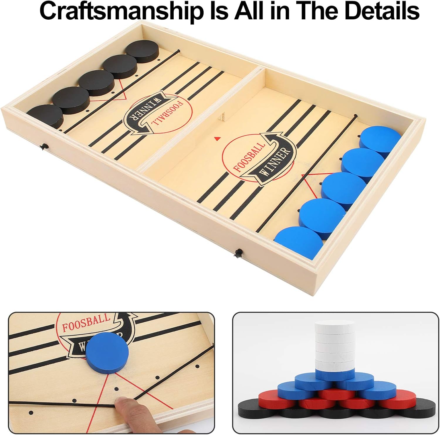 colmanda Wooden Desktop Chess Slingshot Bumper Chess 2 in 1 Portable ...