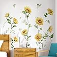 Amazon.com: decalmile Watercolor Sunflower Wall Decals Yellow Flower ...