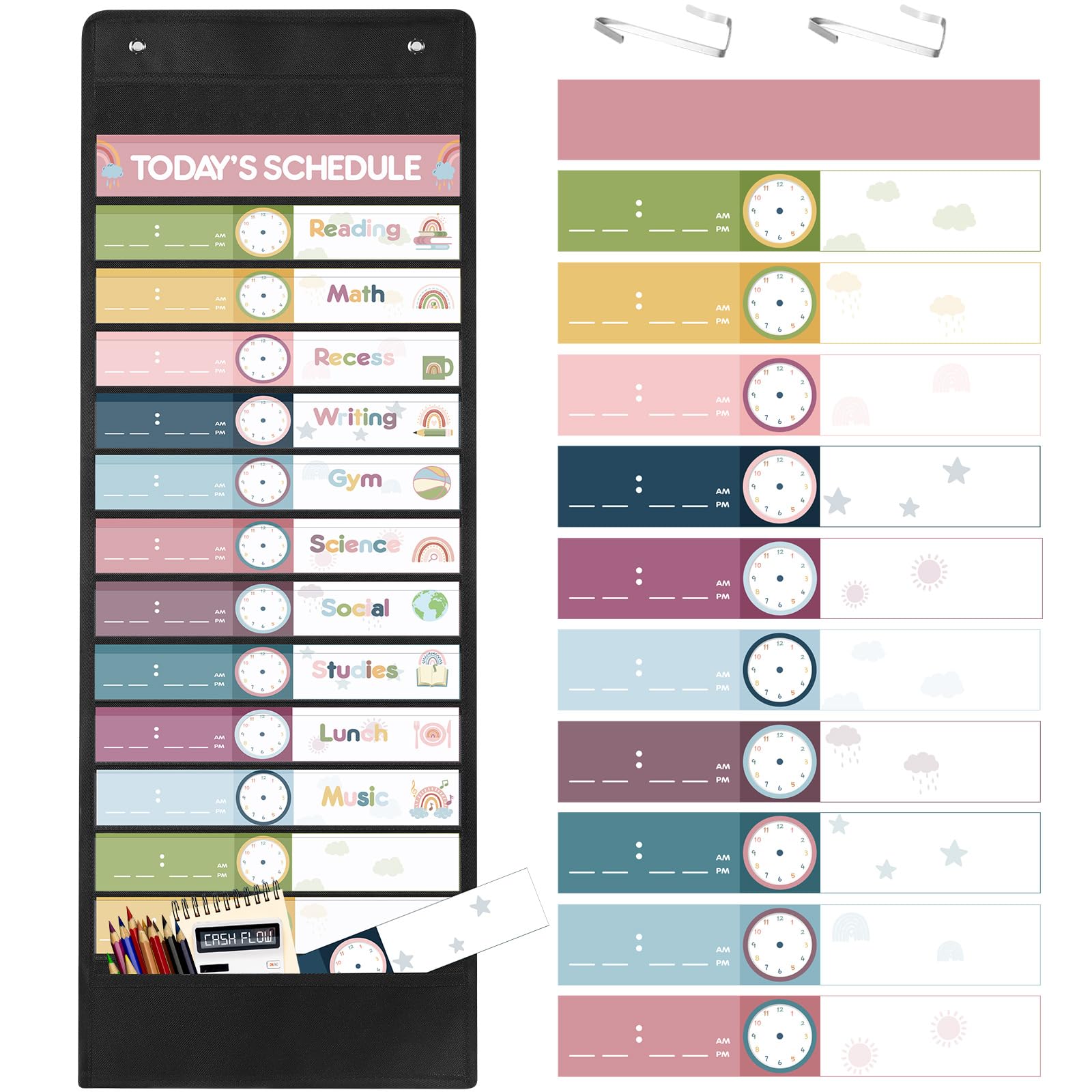 Mua Ctosree 32 Pcs Daily Schedule Pocket Chart Rainbow Pocket Charts ...